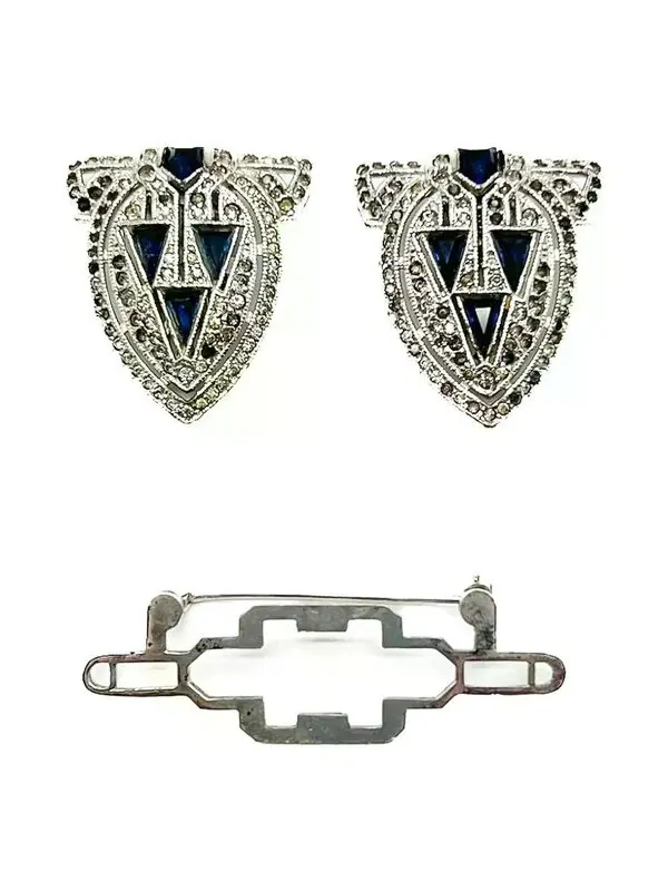 JENNIFER GIBSON JEWELLERY 1940s Coro Rhinestone Dress Clip - Silver