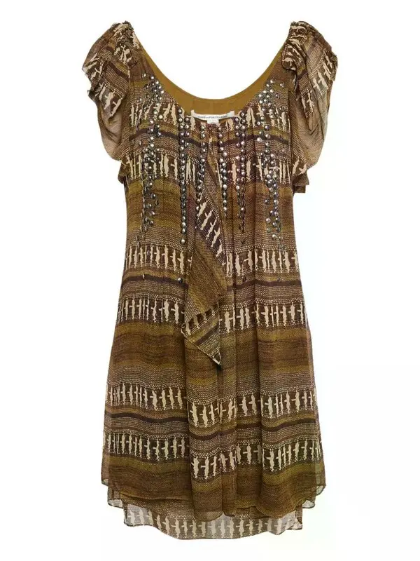 Diane Von Furstenberg Embellished Silk Mini Dress