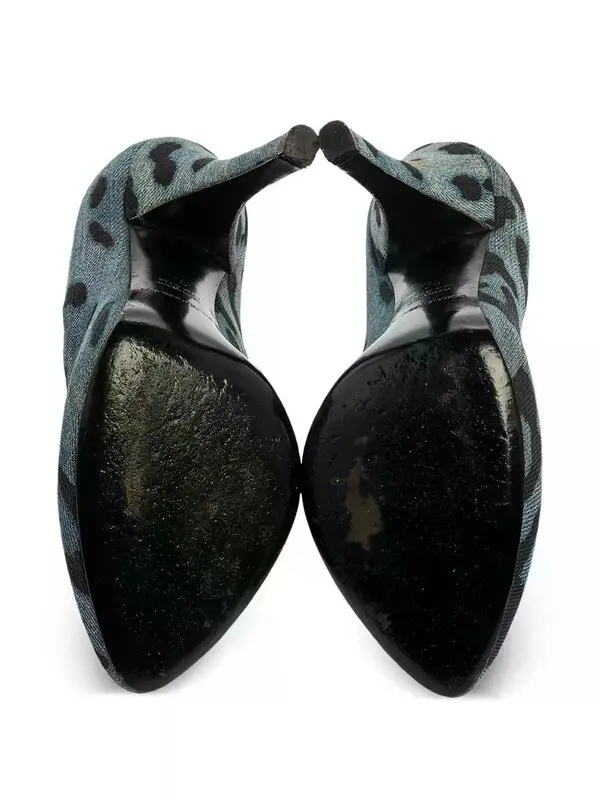 Dolce & Gabbana Leopard Print Denim Pumps