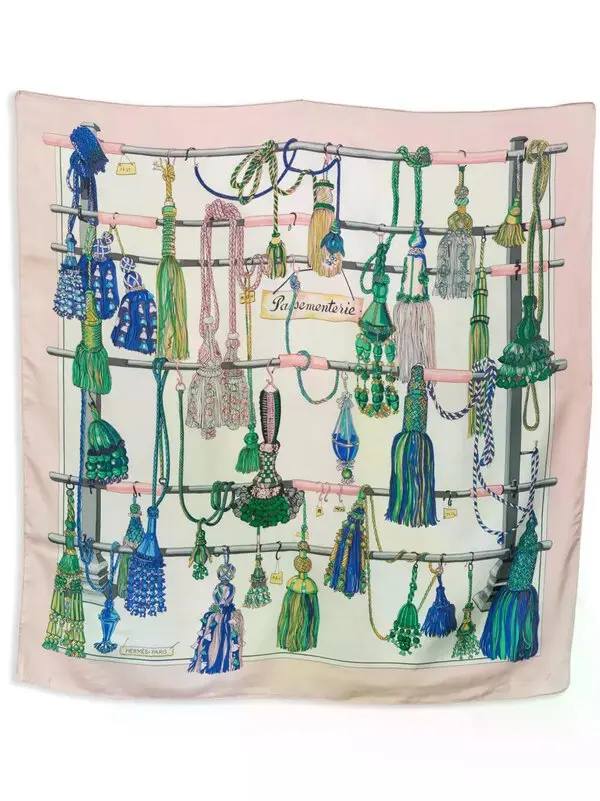 Hermès 2004 Passementerie F Heron Silk Scarf - Pink