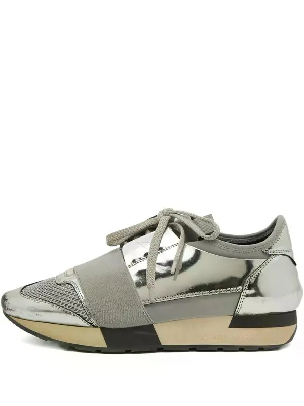 Balenciaga Metallic Leather Sneakers - Silver