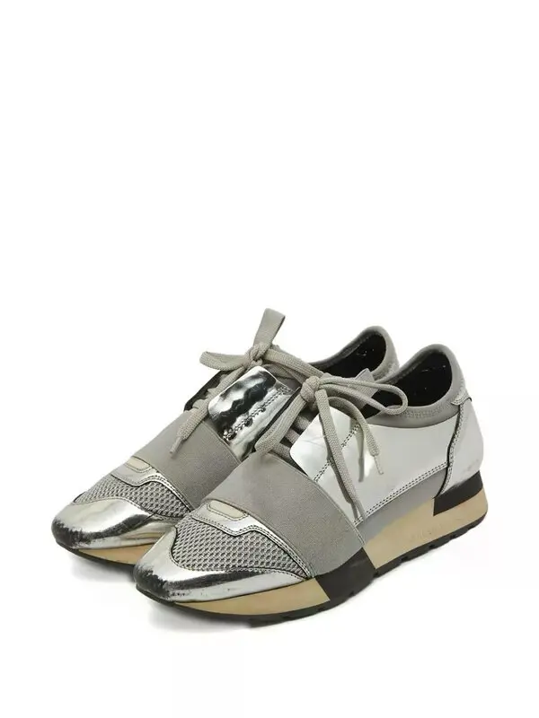 Balenciaga Metallic Leather Sneakers - Silver
