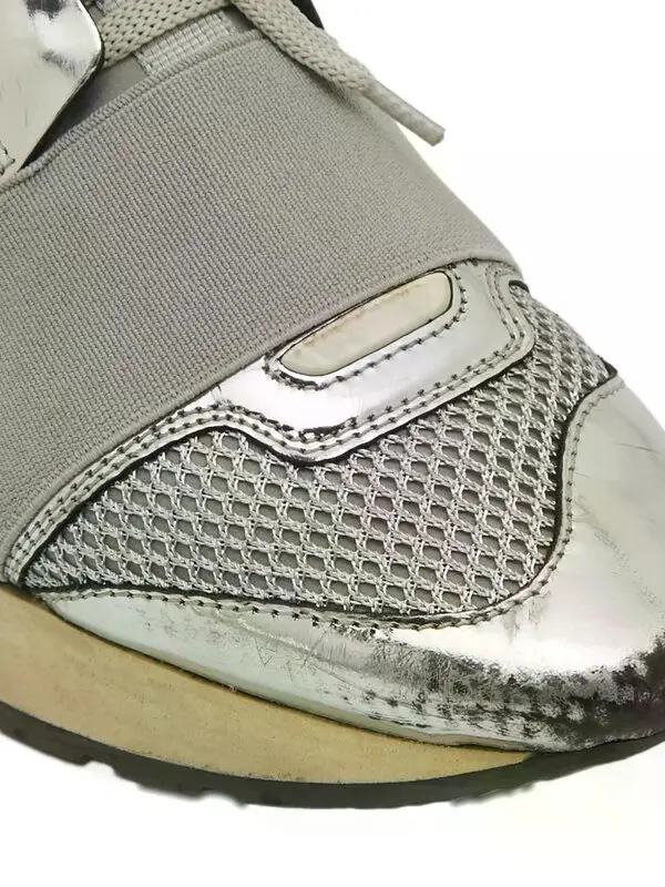 Balenciaga Metallic Leather Sneakers - Silver