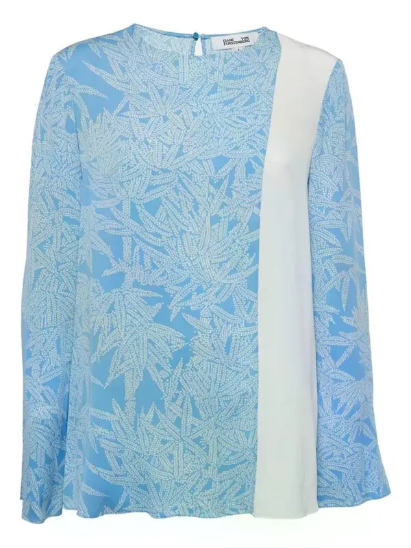 Diane Von Furstenberg Leaf-print Panel Blouse