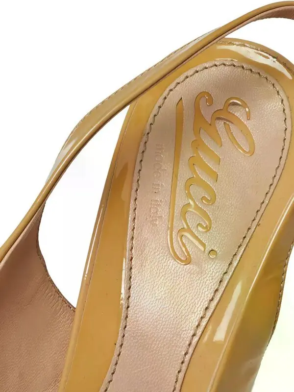 Gucci 130mm Patent-leather Platform Sandals - Yellow