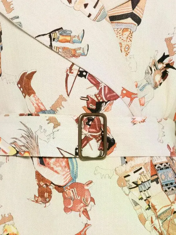 Hermès 1990s Native American Print Belted Jacket