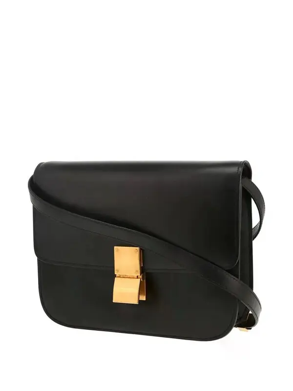 Celine Classic Box Leather Shoulder Bag - Black