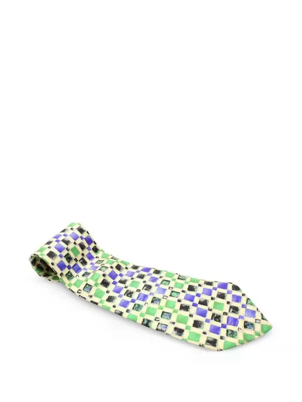 BOSS Geometric-print Silk Tie - Neutrals