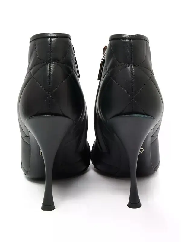 Dolce & Gabbana Calf Leather Quilted Ankle Boots With Decorative Buckle