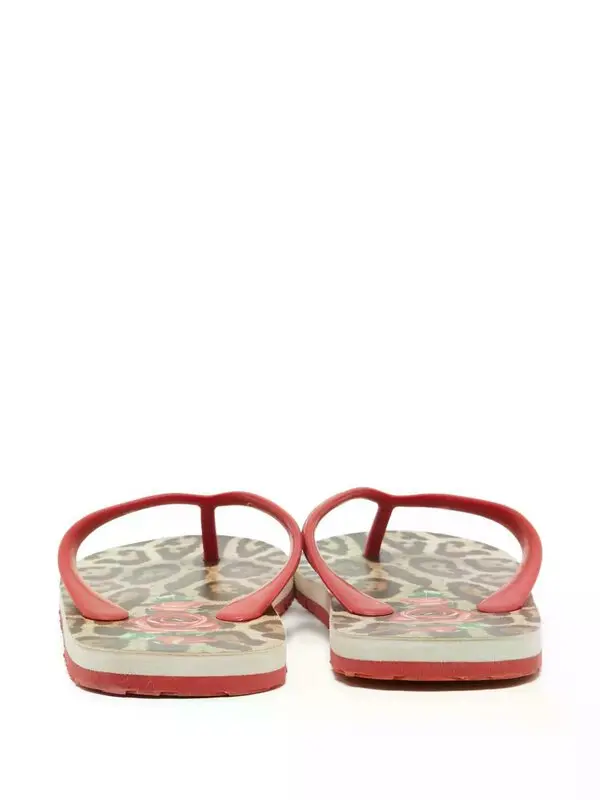 Dolce & Gabbana Leopard-print Flip Flops - Red