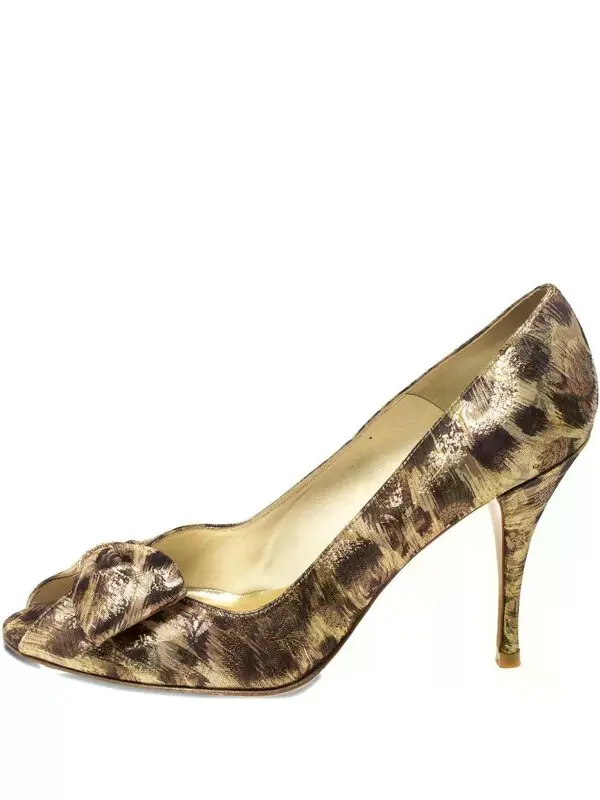 STUART WEITZMAN Leopard-print Heeled Pumps With Gold-tone Bow Detail