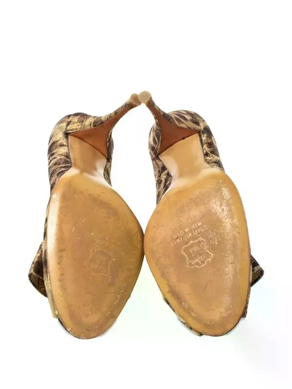 STUART WEITZMAN Leopard-print Heeled Pumps With Gold-tone Bow Detail