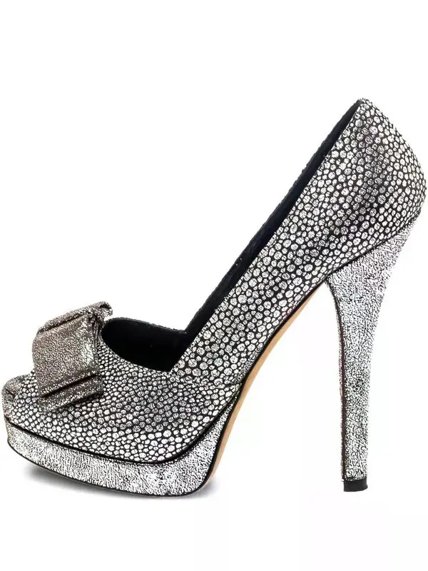 Fendi Embellished Bow Peep-toe Pumps