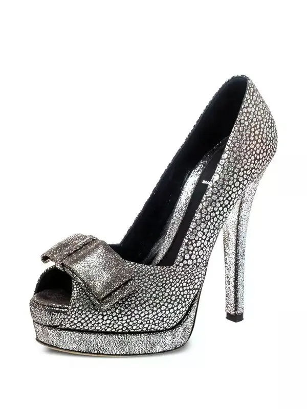 Fendi Embellished Bow Peep-toe Pumps