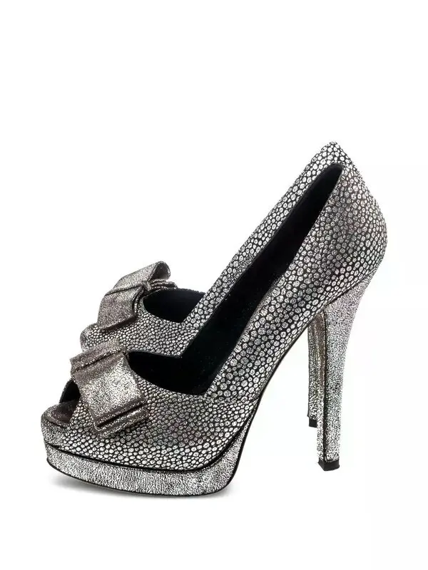 Fendi Embellished Bow Peep-toe Pumps