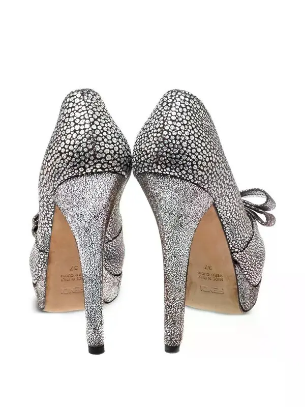 Fendi Embellished Bow Peep-toe Pumps