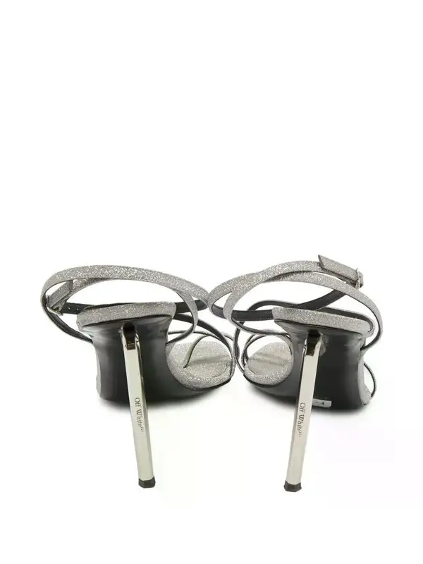 Off-White Glittered Patent Leather Sandals - Metallic