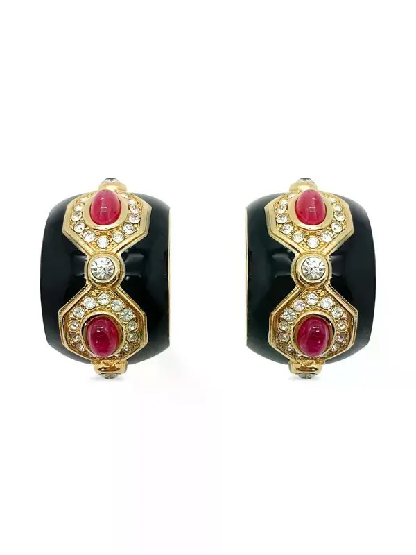 Dior 1980s Crystal-embellished Earrings - Black