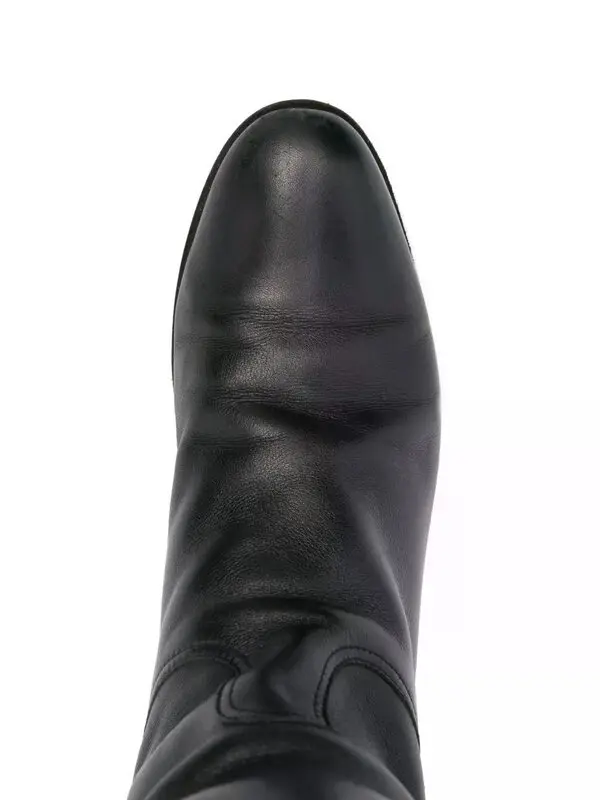 Hermès 2000s Calf Leather Knee-high Boots With Embossed Logo Strap