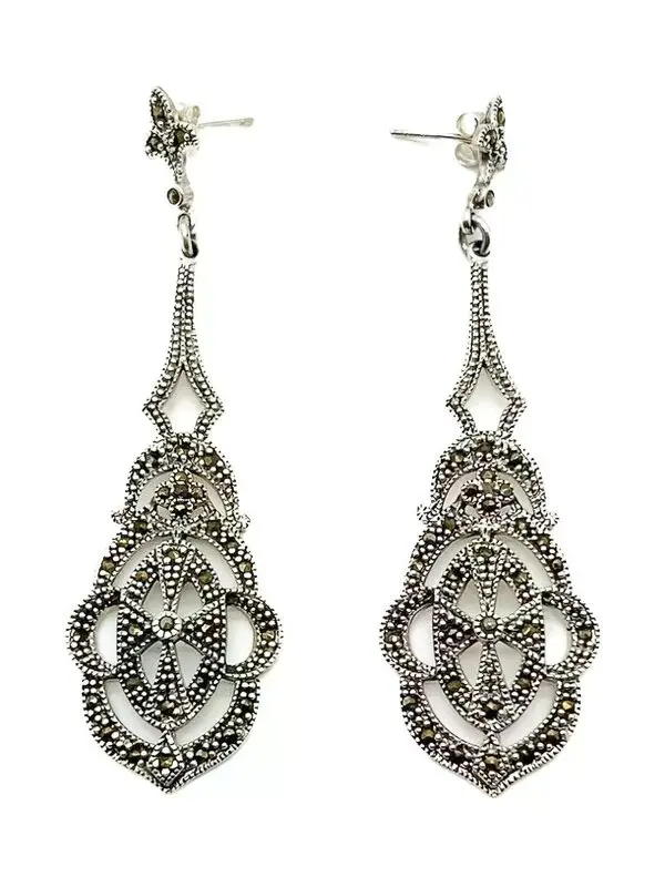 JENNIFER GIBSON JEWELLERY 1980s Long Drop Earrings - Silver