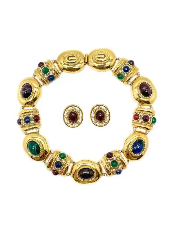 Givenchy 1980s Byzantine Necklace And Earrings - Gold