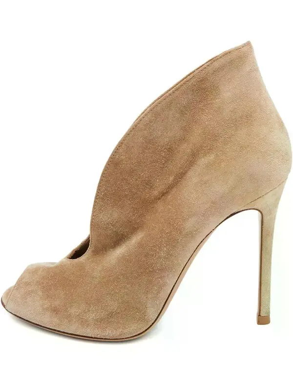 GIANVITO ROSSI 100mm V-cut Peep-toe Boots - Neutrals