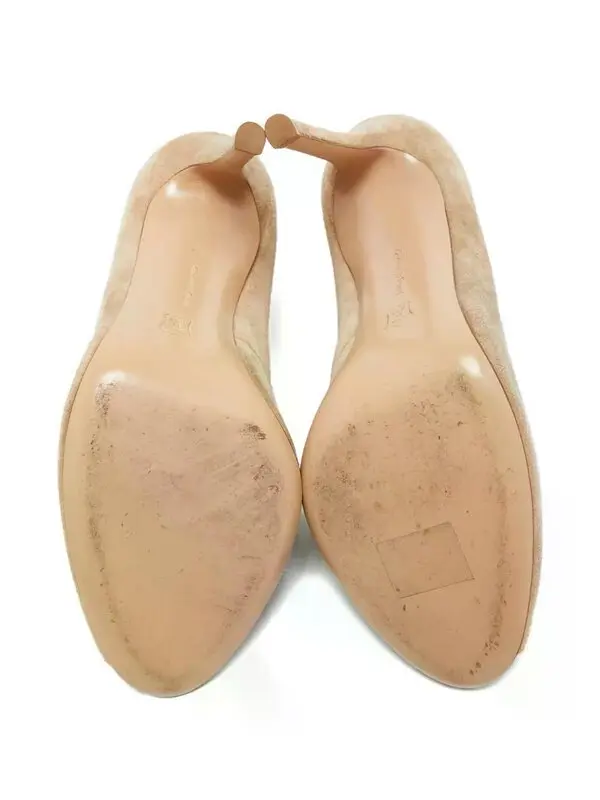 GIANVITO ROSSI 100mm V-cut Peep-toe Boots - Neutrals