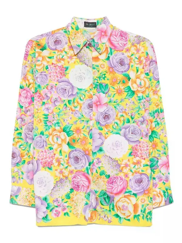 Versace 1990s Floral-print Shirt - Yellow