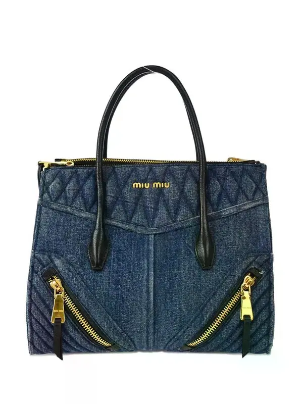 Miu Miu 2010s Quilted Denim Biker Handbag