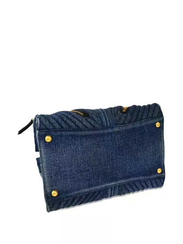 Miu Miu 2010s Quilted Denim Biker Handbag