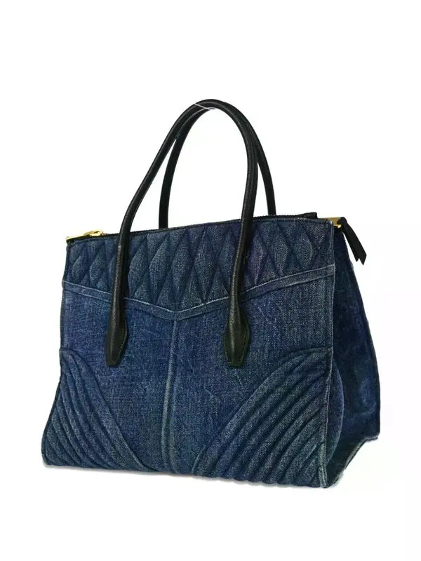 Miu Miu 2010s Quilted Denim Biker Handbag