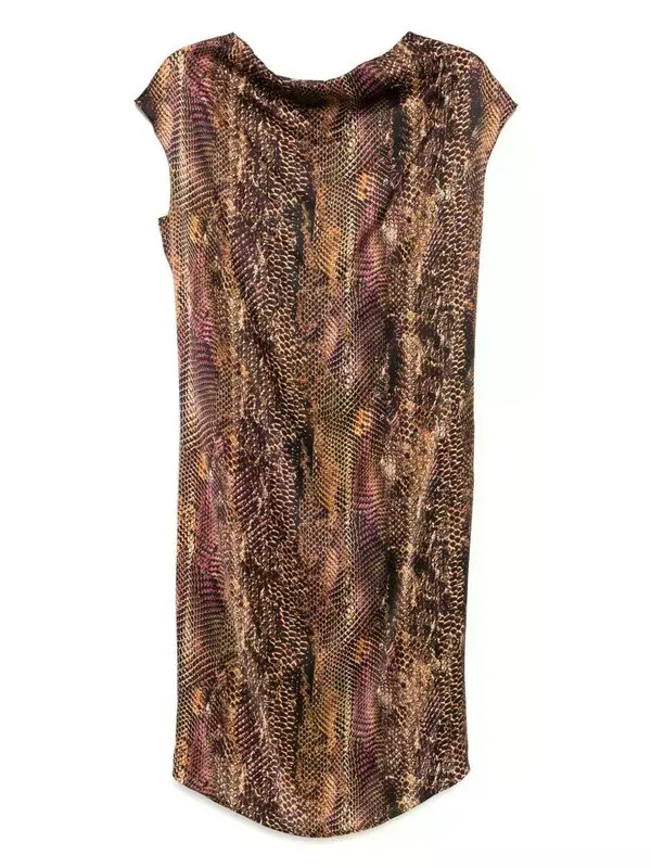 Saint Laurent Snake-print Dress - Brown