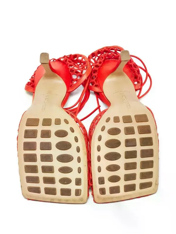 Bottega Veneta 95mm Netted Lace-up Pumps - Red