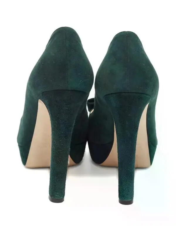 Miu Miu Suede Platform Pumps With Bow Detail