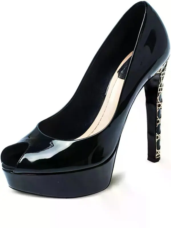 Dior Patent Leather Peep Toe Platform High Heel Pumps