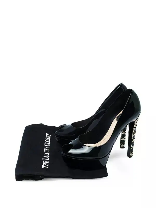 Dior Patent Leather Peep Toe Platform High Heel Pumps