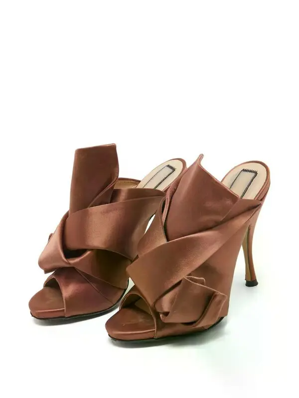 N°21 120mm Knotted Satin Sandals - Brown