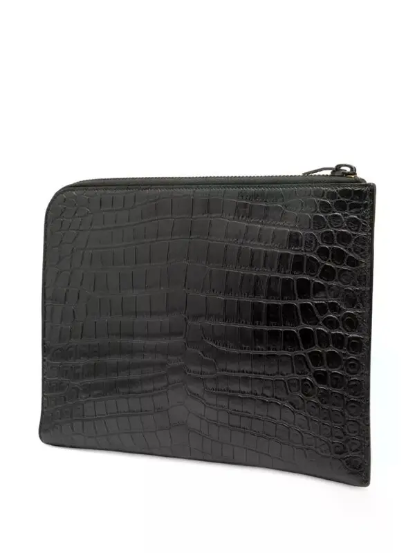 Saint Laurent 2017 Croc Embossed Leather Clutch Bag