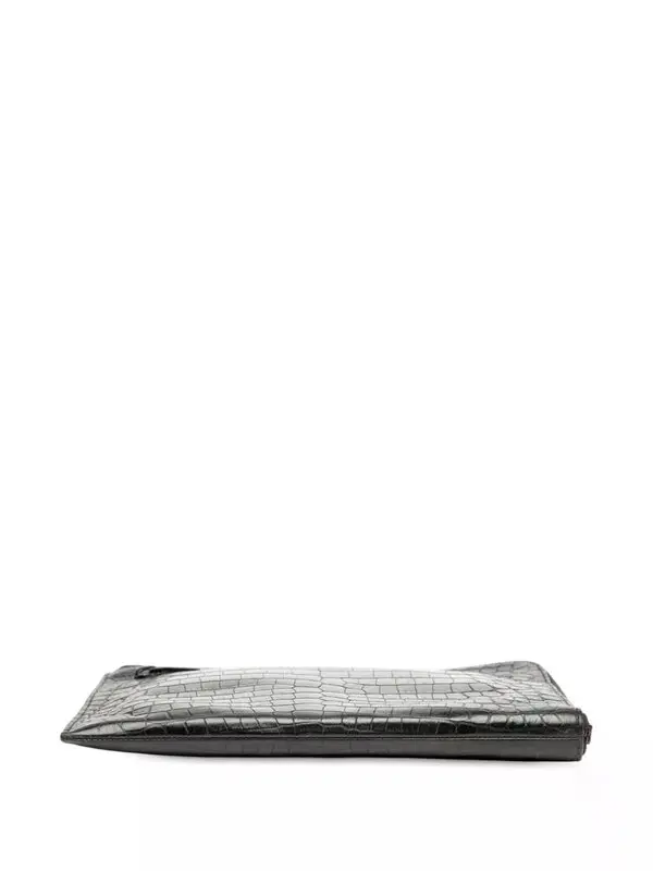 Saint Laurent 2017 Croc Embossed Leather Clutch Bag