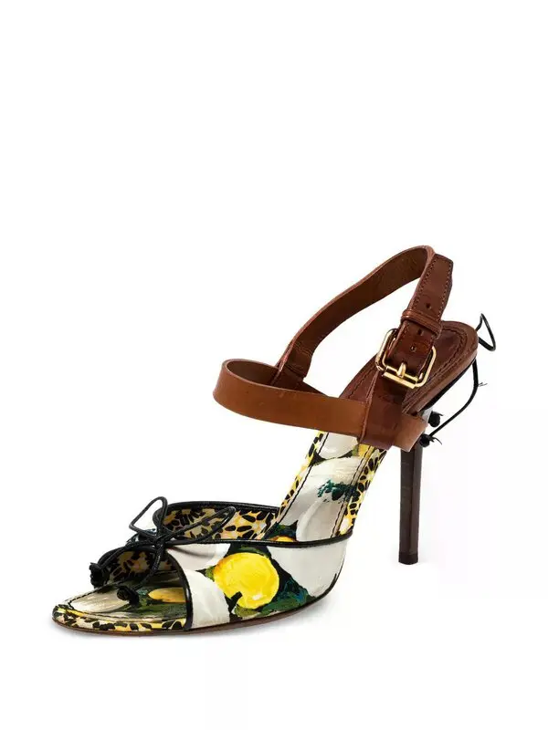LOUIS VUITTON 105mm Lemon-print Ankle-strap Sandals