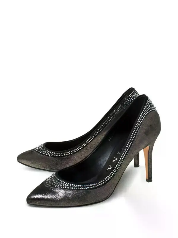 GINA 85mm Leather Pumps With Crystal Embellishment