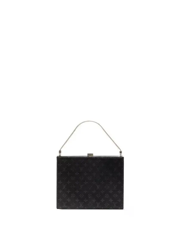 LOUIS VUITTON 2001 Monogram Satin Ange Pm Handbag - Black