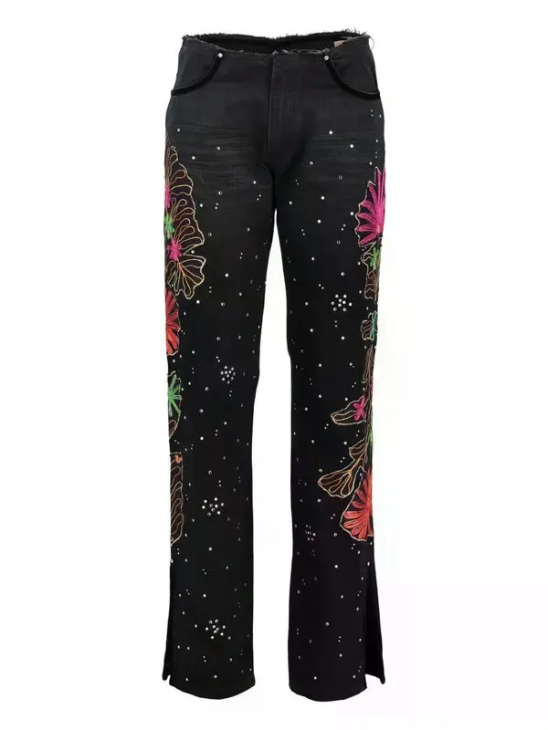 VOYAGE ET CIE Embroidered Rhinestone Jeans