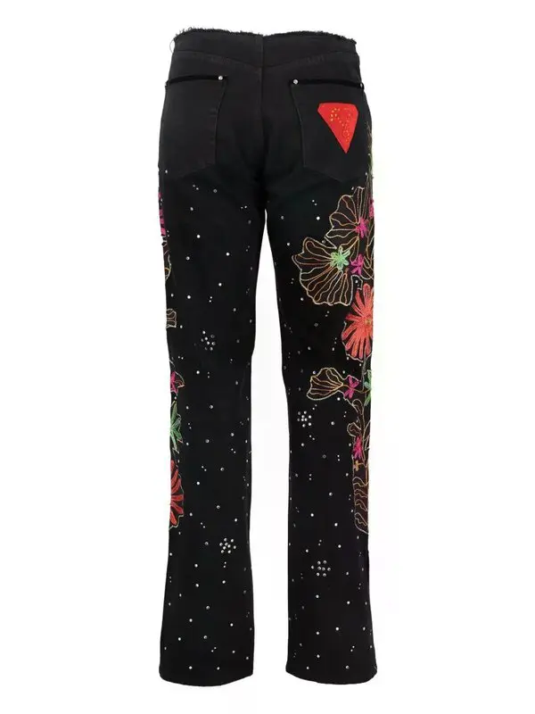 VOYAGE ET CIE Embroidered Rhinestone Jeans