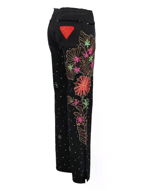 VOYAGE ET CIE Embroidered Rhinestone Jeans