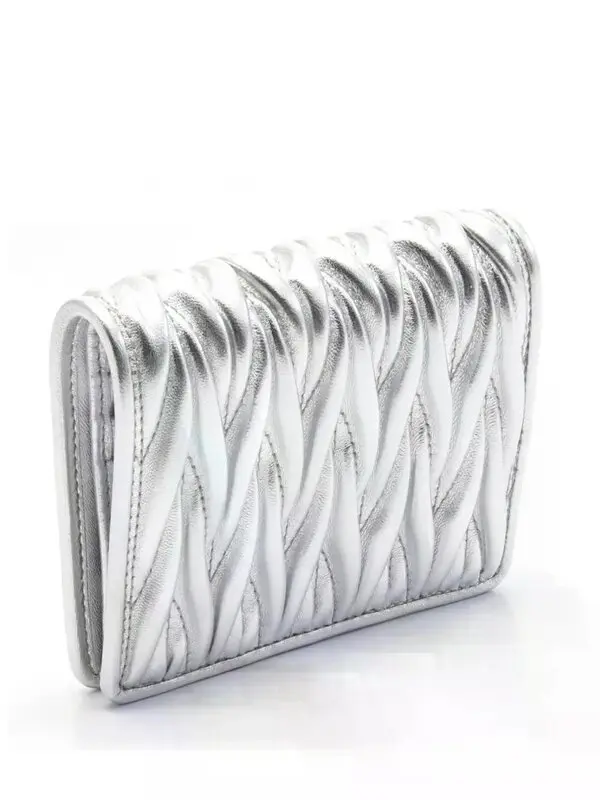 Miu Miu 2010-2025 Metallic Matelasse Wallet Small Wallets - Silver