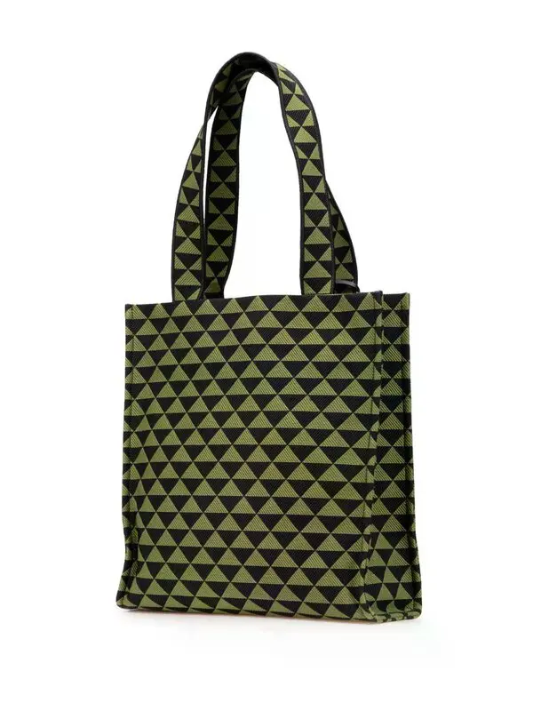 Prada Jacquard Triangolo Symbole Shopping Tote Bag - Green