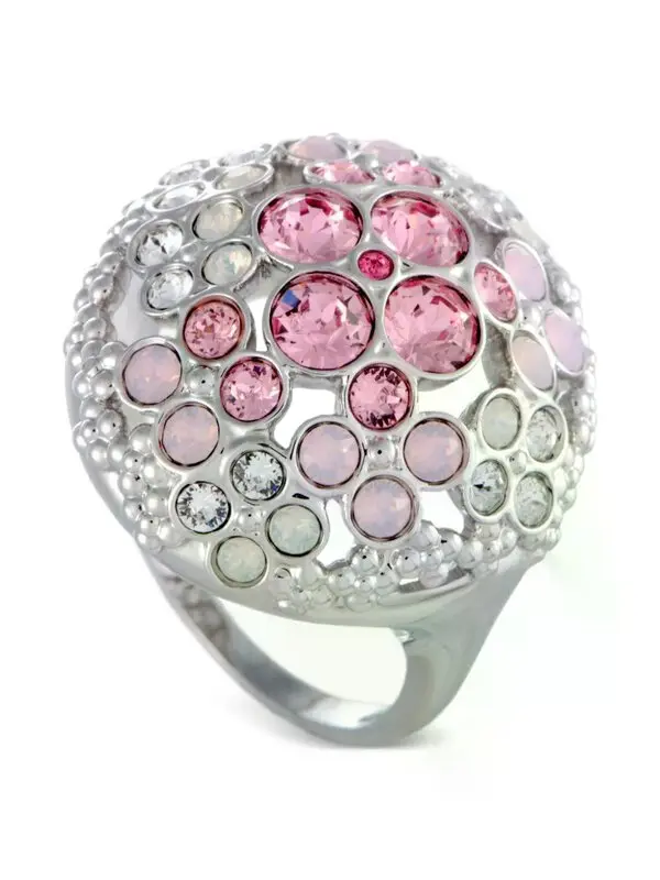 SWAROVSKI 18k White Gold Crystal Flower Ring - Silver