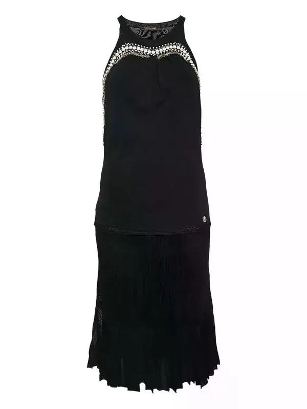 Roberto Cavalli Vintage Beaded Halter-neck Midi Dress - Black