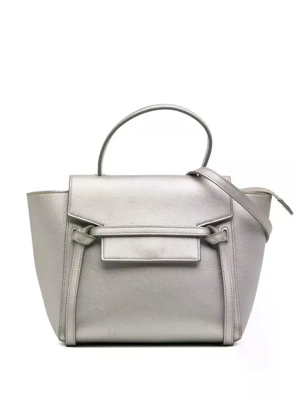 Celine 2018 Nano Laminated Calfskin Belt Bag Satchel - Silver